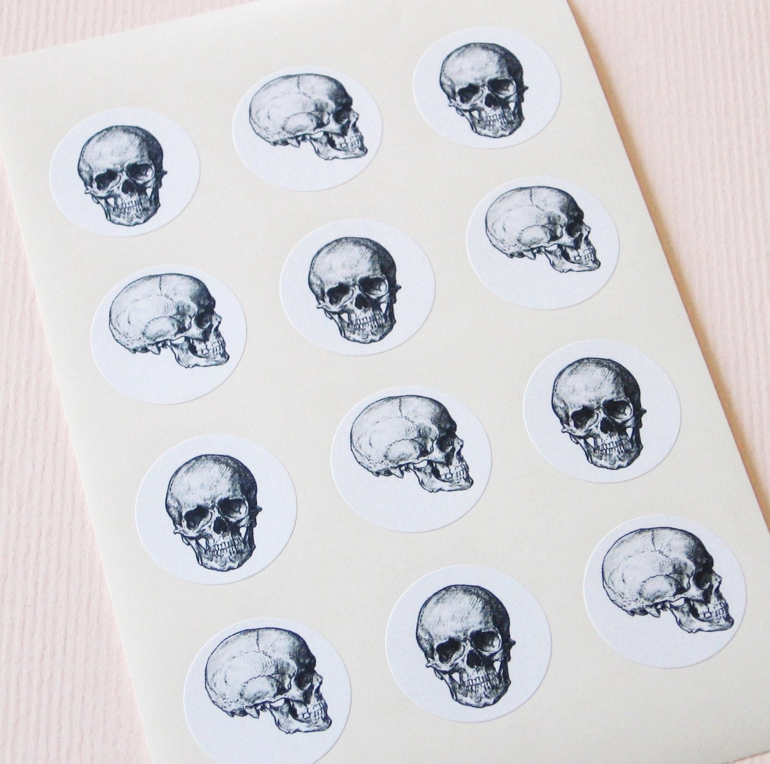 Skull Stickers One Inch Round Seals - Etsy