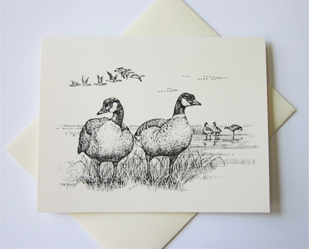 Canadian Geese Goose Cards Set of 10 in White or Light Ivory With ...