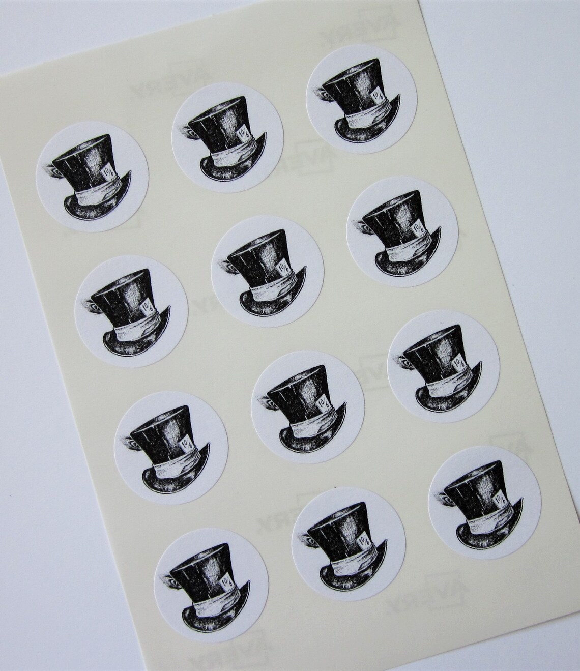 Mad Hatter Hat Alice in Wonderland Stickers One Inch Round Seals - Etsy