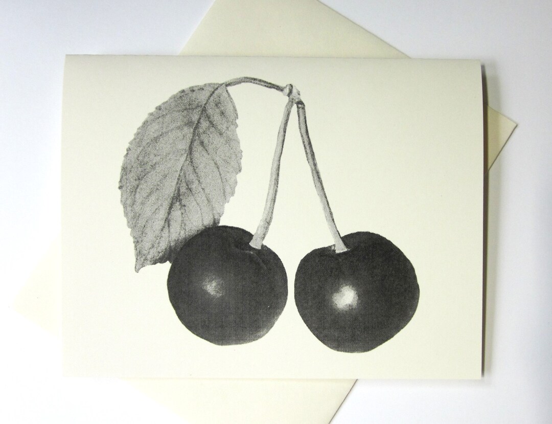 Cherry Cherries Fruit Note Cards Stationery Set of 10 Cards in White or ...