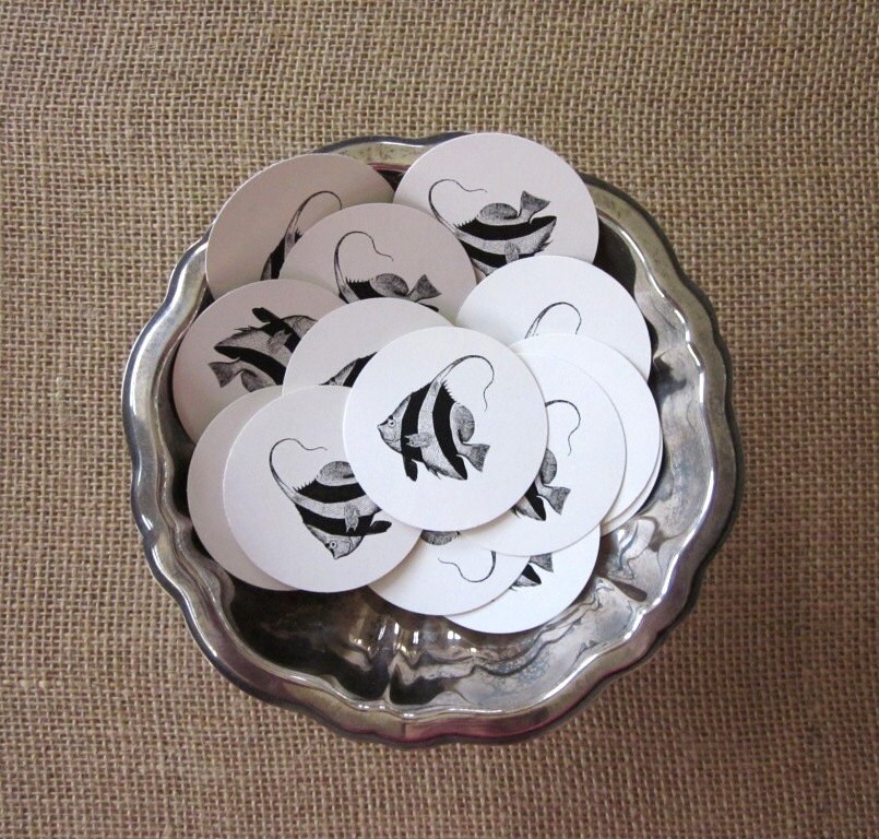 Angel Fish Tags Round Paper Gift Tags Set of 10 | Etsy