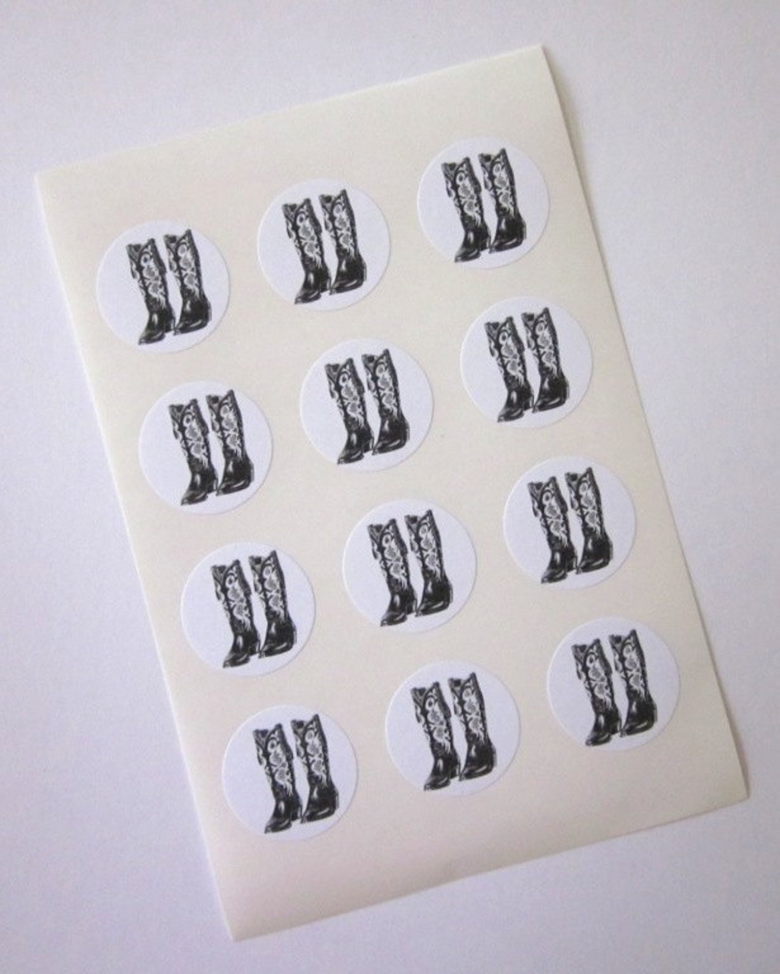 Cowboy Boots Stickers One Inch Round Seals - Etsy