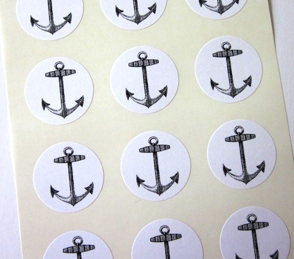Anchor Stickers One Inch Round Seals | Etsy