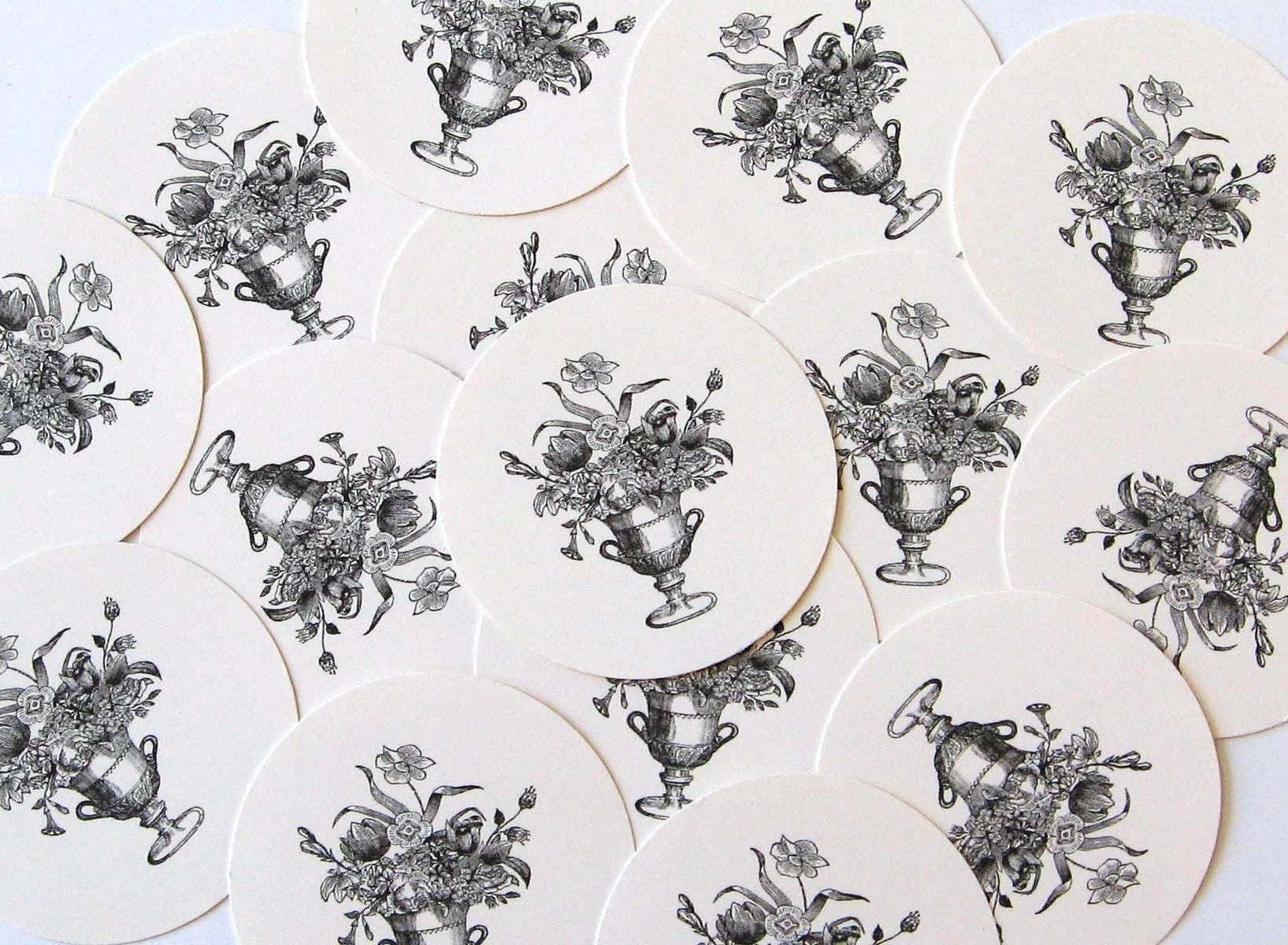 French Flower Tags Round Gift Tags Set of 10 | Etsy