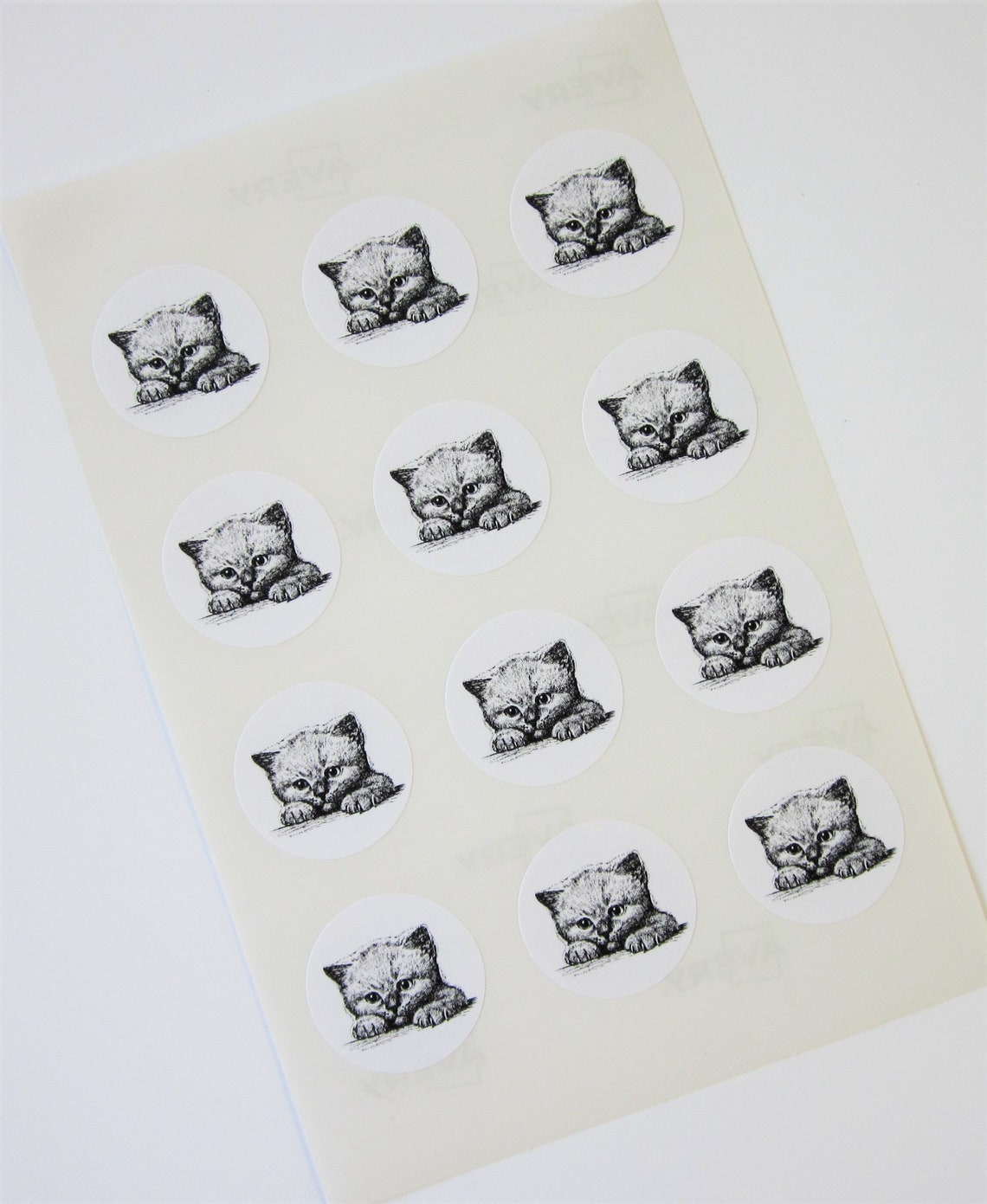 Kitten Cat Stickers One Inch Round Seals - Etsy
