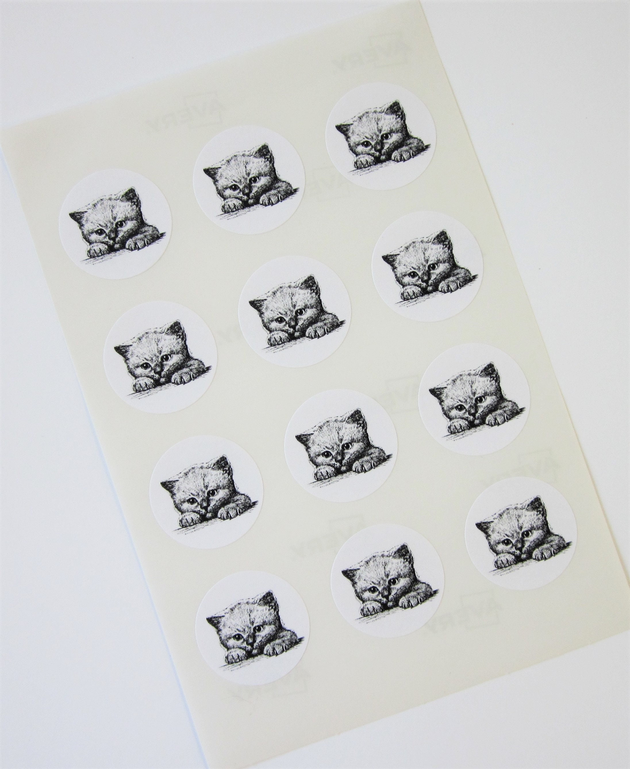 Kitten Cat Stickers One Inch Round Seals - Etsy