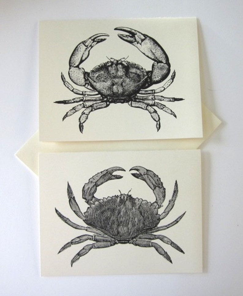 Crab Note Cards Set of 10 With Matching Envelopes - Etsy
