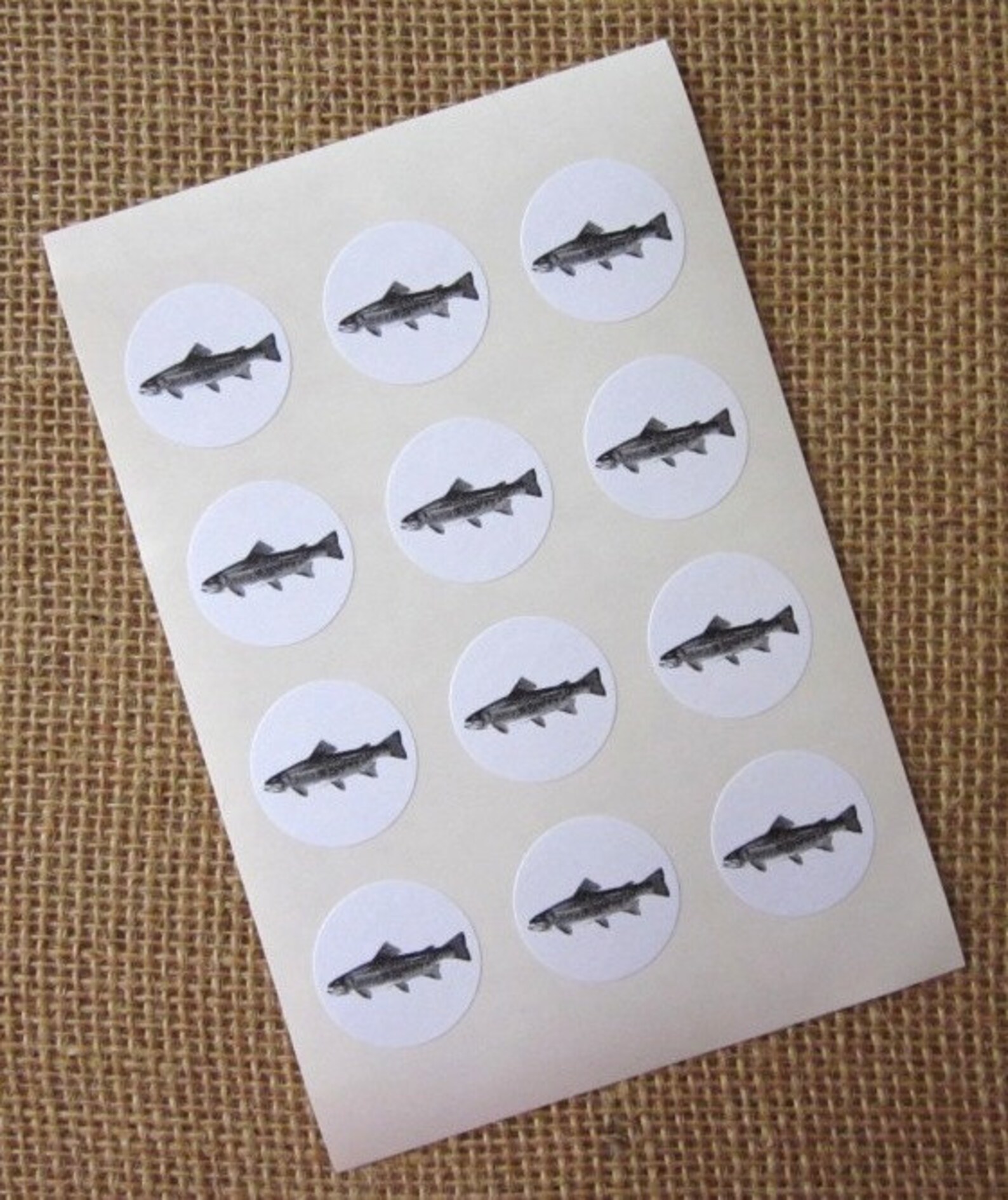 Fish Trout Stickers One Inch Round Seals | Etsy