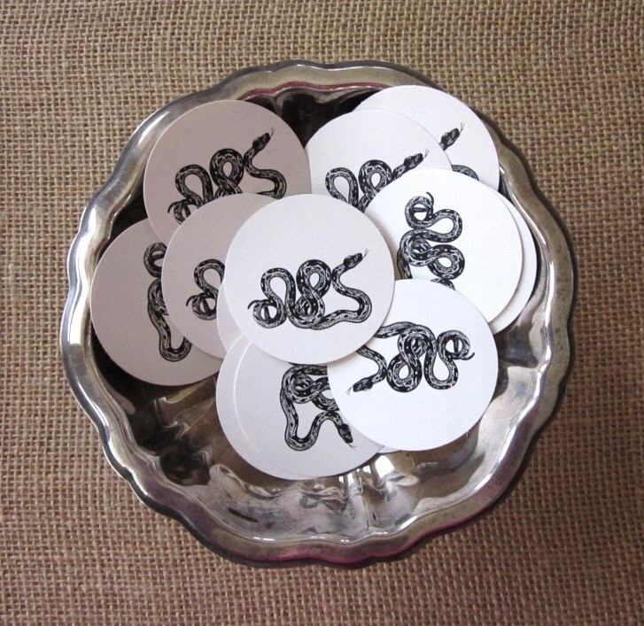 Snake Tags Round Paper Gift Tags Set of 10 | Etsy