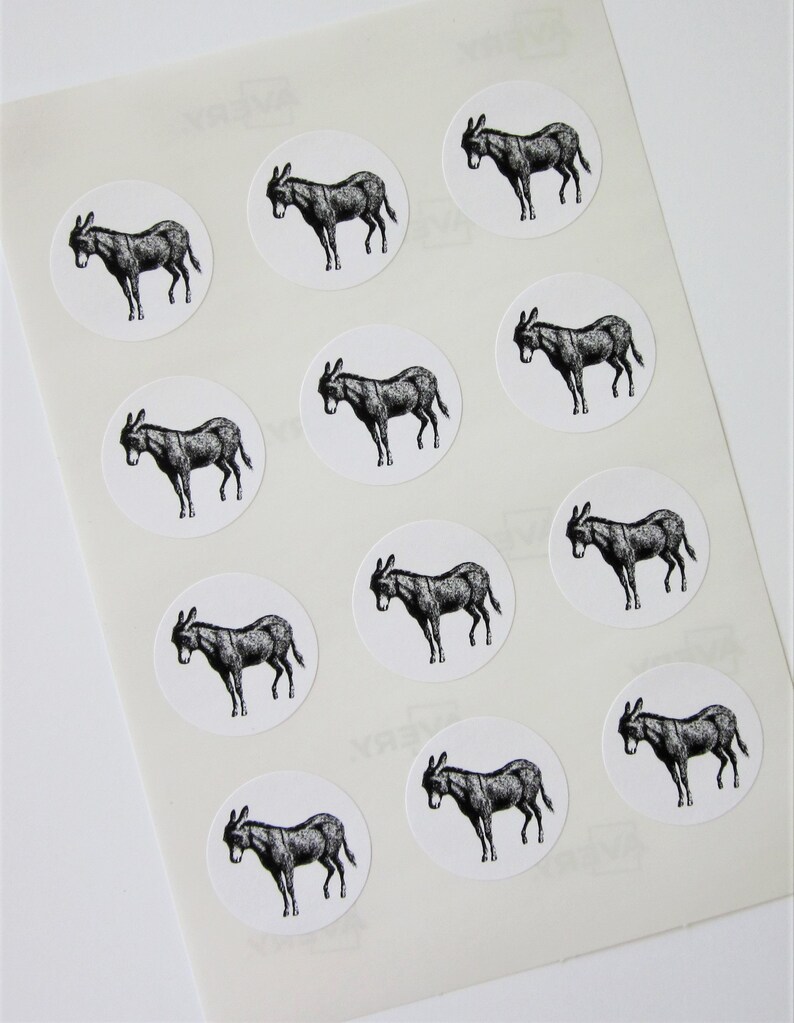Donkey Burro Stickers One Inch Round Seals | Etsy