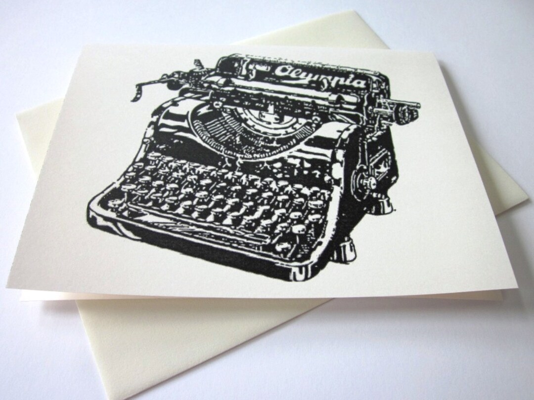 Vintage Typewriter Note Cards Set of 10 in White or Ivory With Matching ...