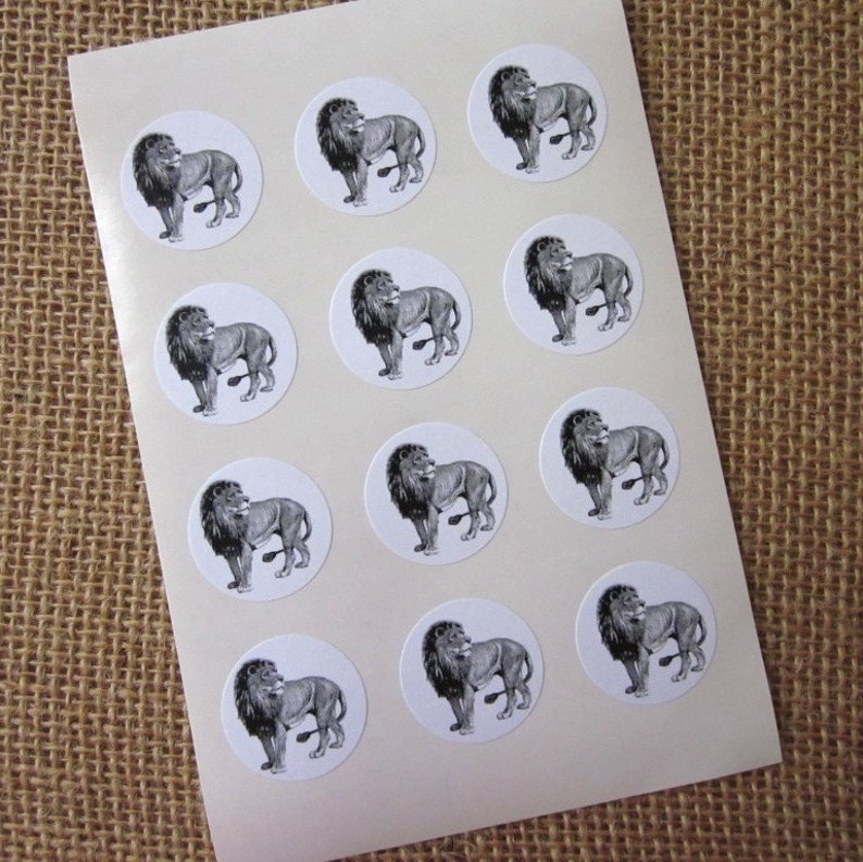 Lion Stickers One Inch Round Seals - Etsy