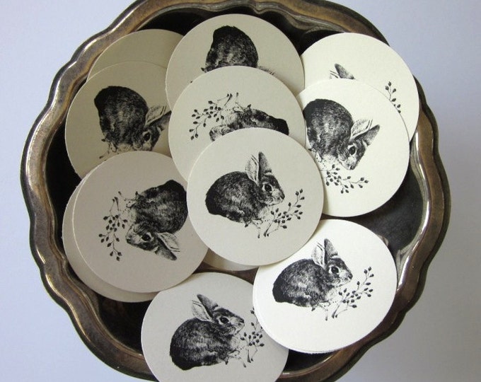 Rabbit Bunny Tags Round Gift Tags Set of 10 | Etsy