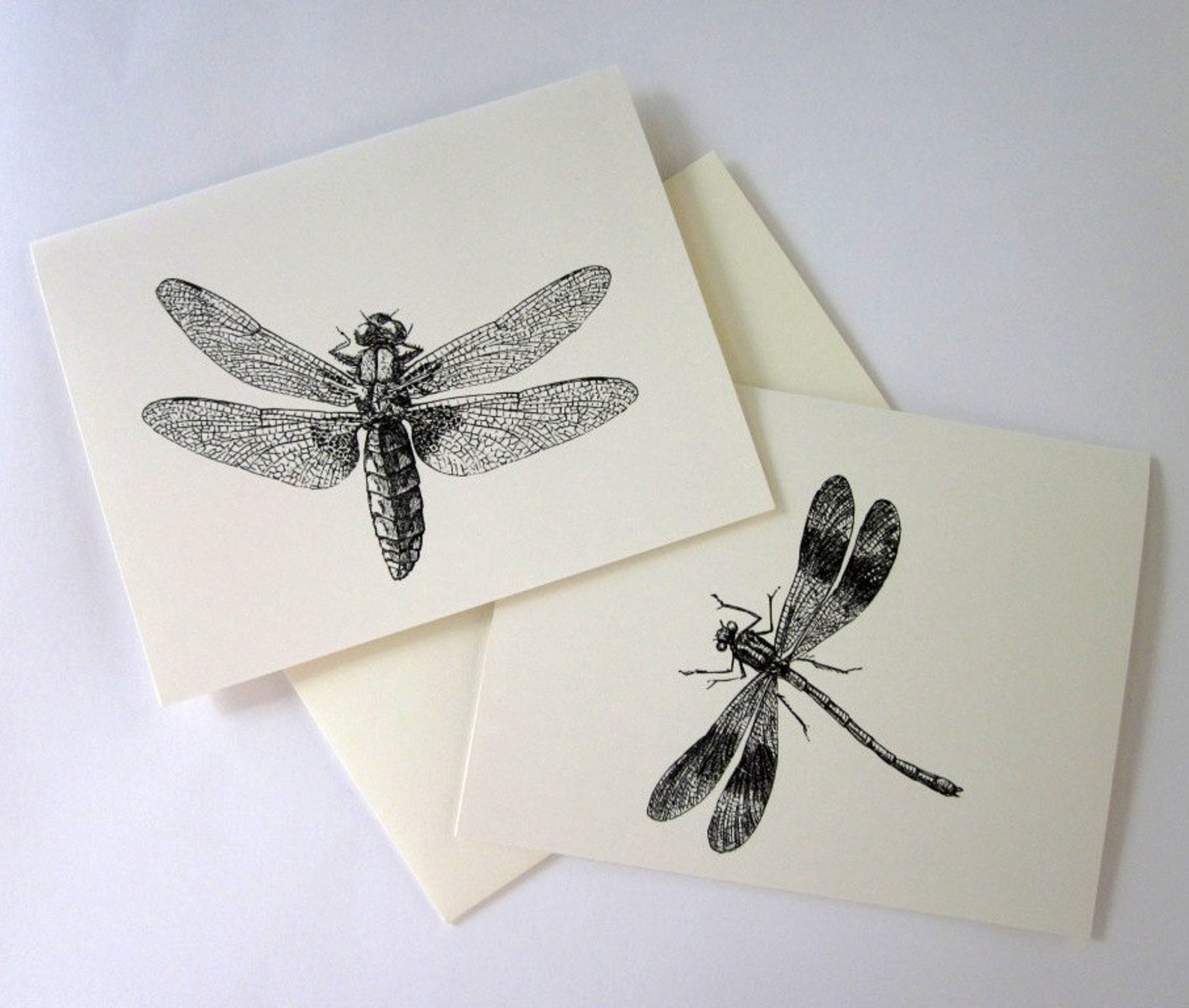 Dragonfly Card Set of 10 in White or Light Ivory With Matching - Etsy