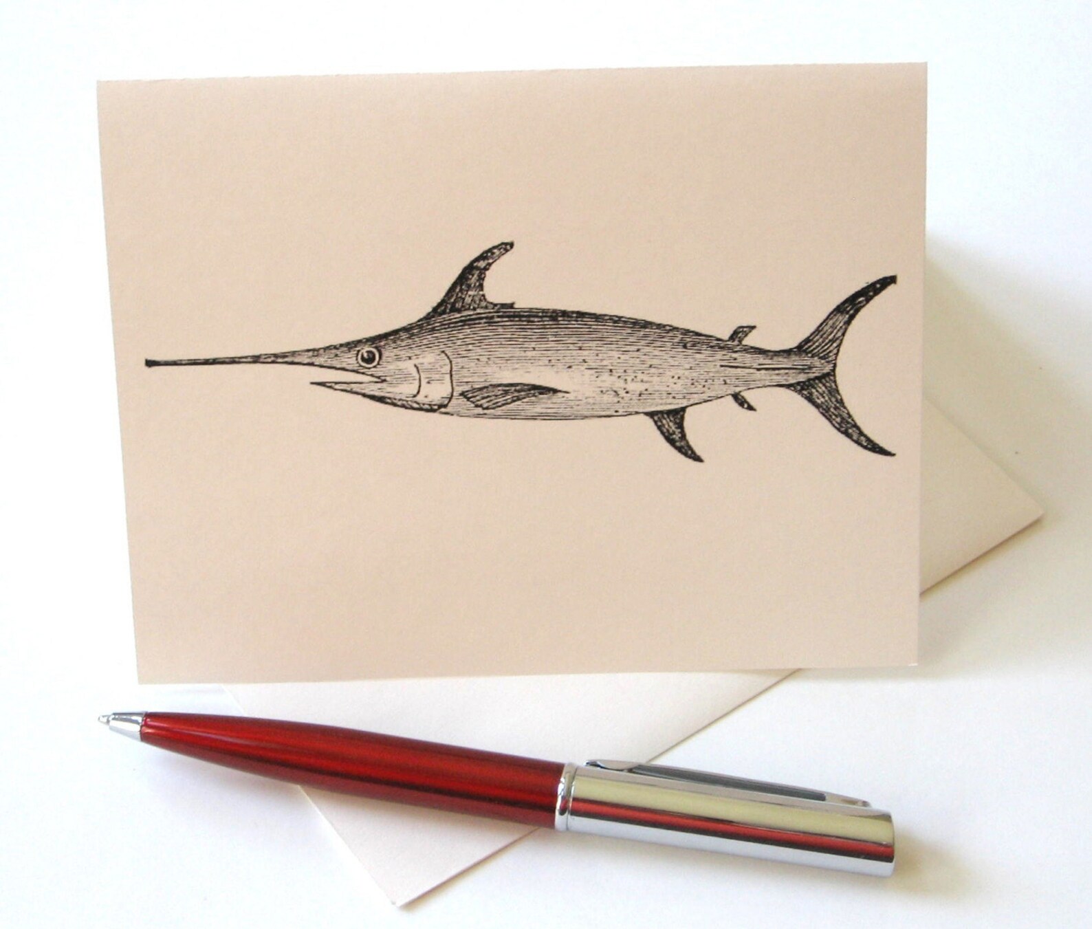 Swordfish Note Cards Stationery Set of 10 Cards in White or - Etsy