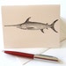 Swordfish Note Cards Stationery Set of 10 Cards in White or Light Ivory ...