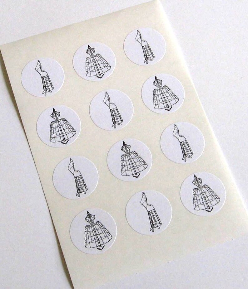 Dress Form Stickers One Inch Round Seals - Etsy