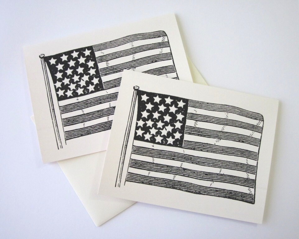 American Flag Note Cards Stationery Set of 10 Cards With - Etsy
