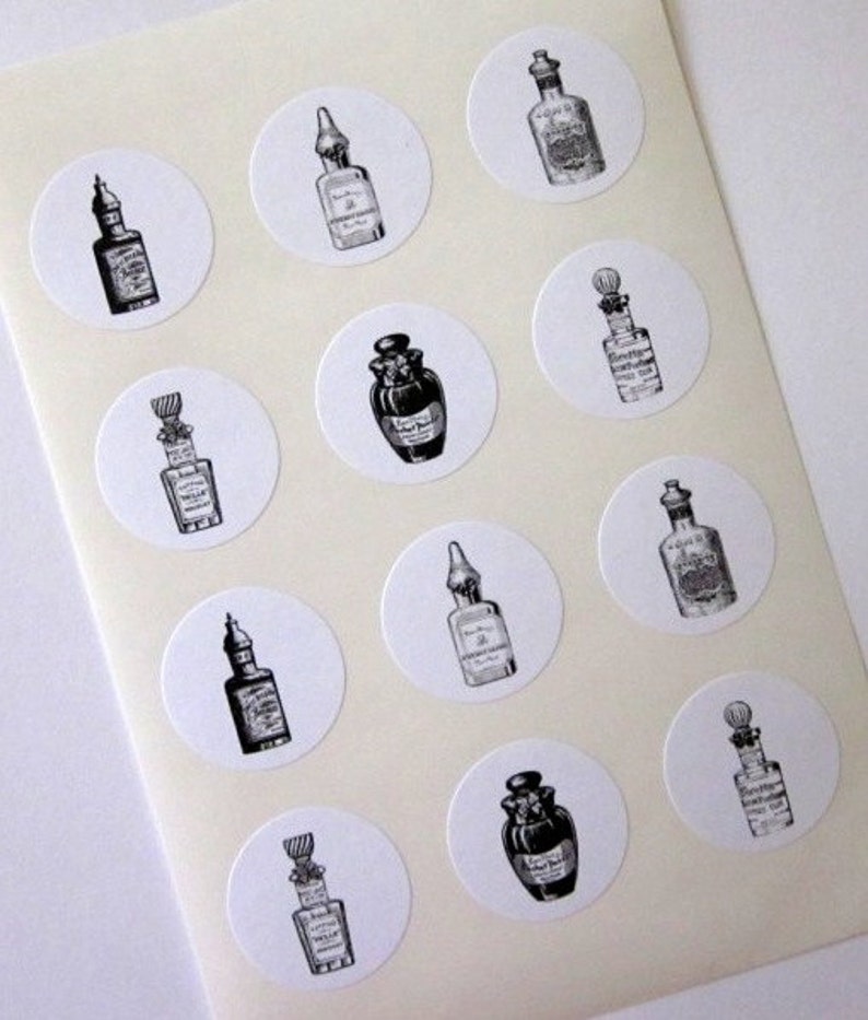Vintage Perfume Bottle Stickers One Inch Round Seals | Etsy
