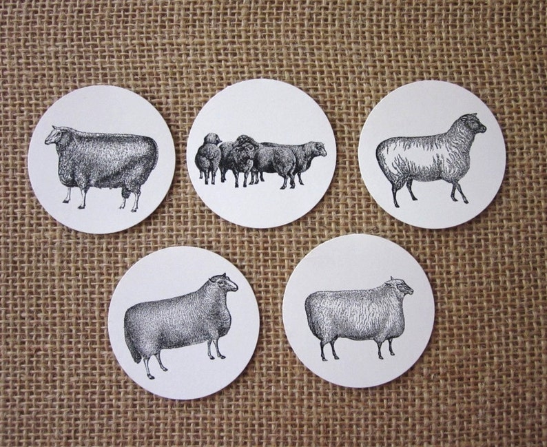 Sheep Lamb Tags Round Paper Gift Tags Set of 10 - Etsy New Zealand