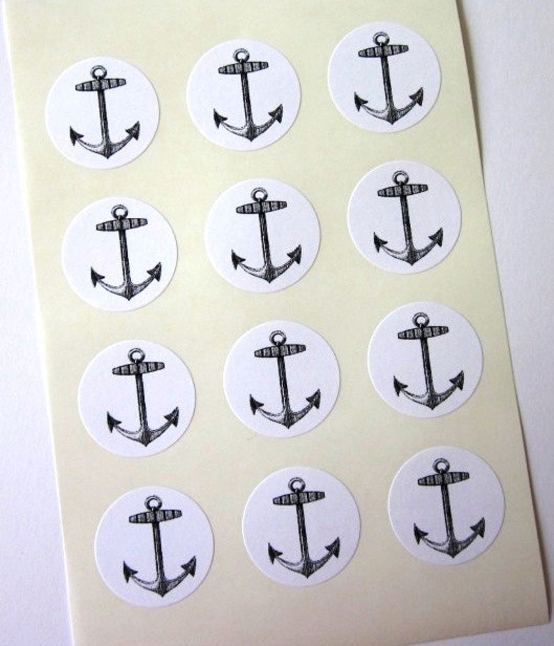 Anchor Stickers One Inch Round Seals | Etsy