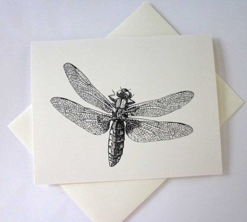 Dragonfly Card Set of 10 in White or Light Ivory With Matching - Etsy