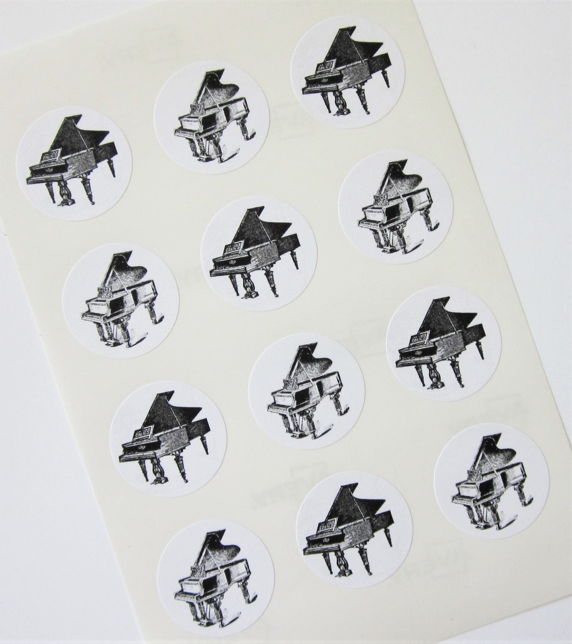 Piano Stickers One Inch Round Seals - Etsy