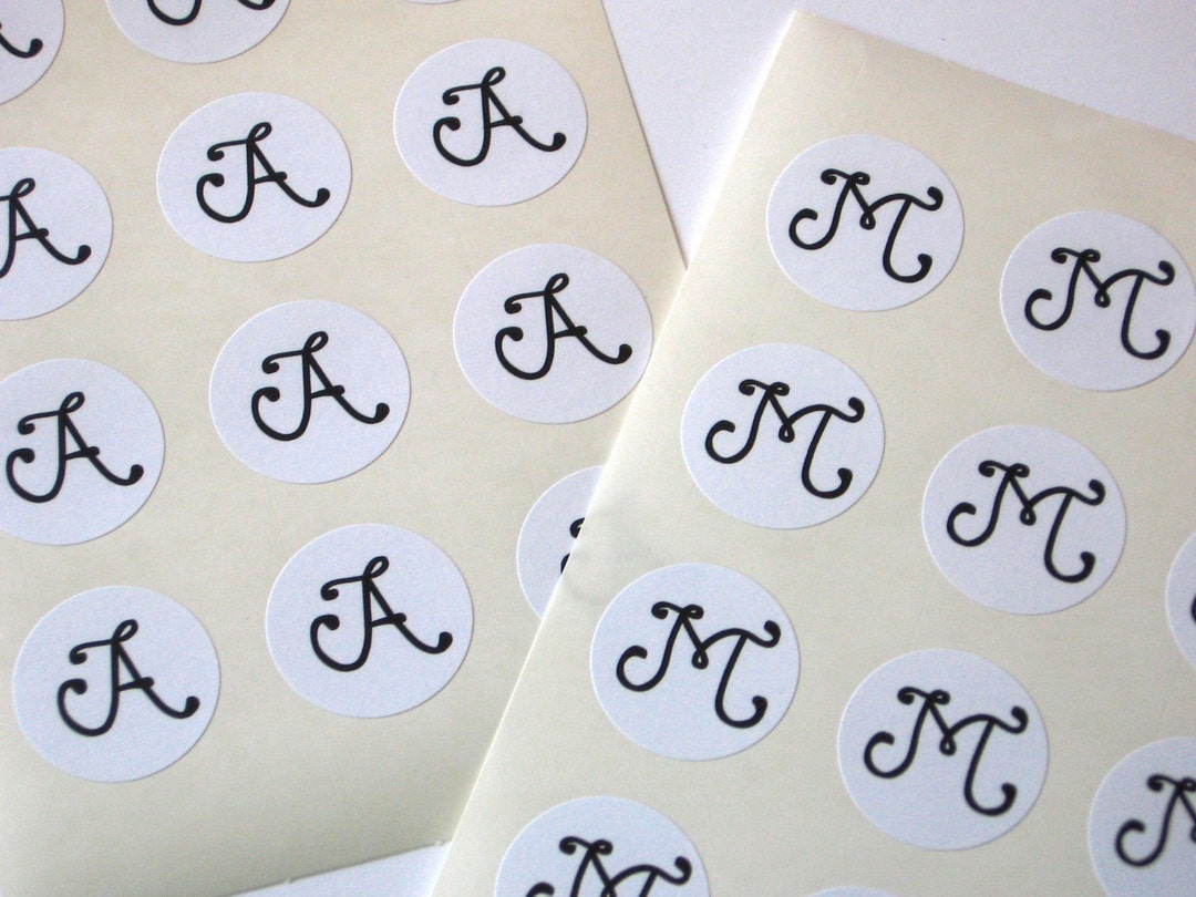 Monogram Initial Stickers One Inch Stickers Envelope Seals - Etsy