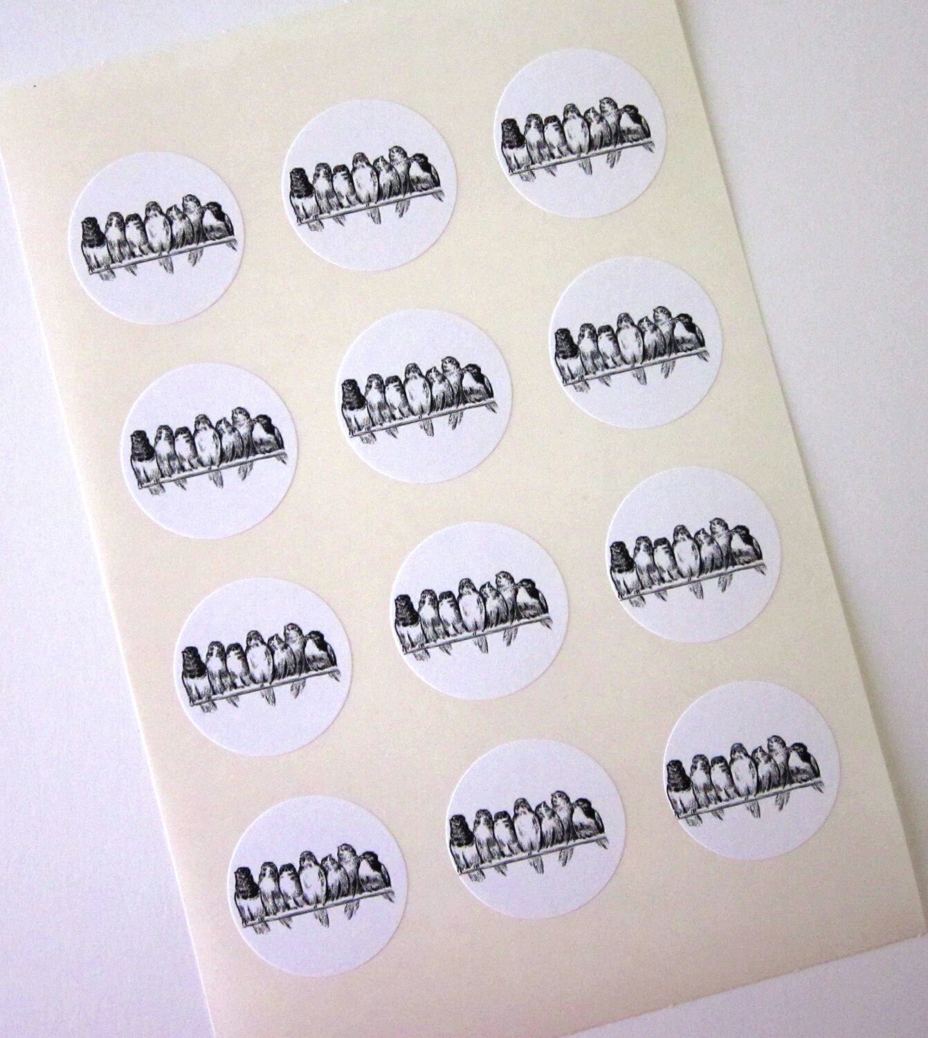 Birds on a Wire Stickers One Inch Round Seals | Etsy