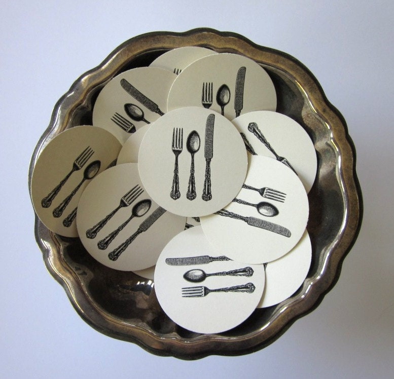 Cutlery Knife Spoon Fork Silverware Tags Round Paper Gift Tags - Etsy