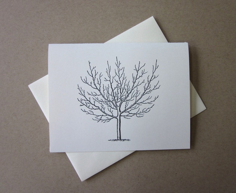 Winter Trees Note Cards Stationery Set of 10 Cards in White or - Etsy