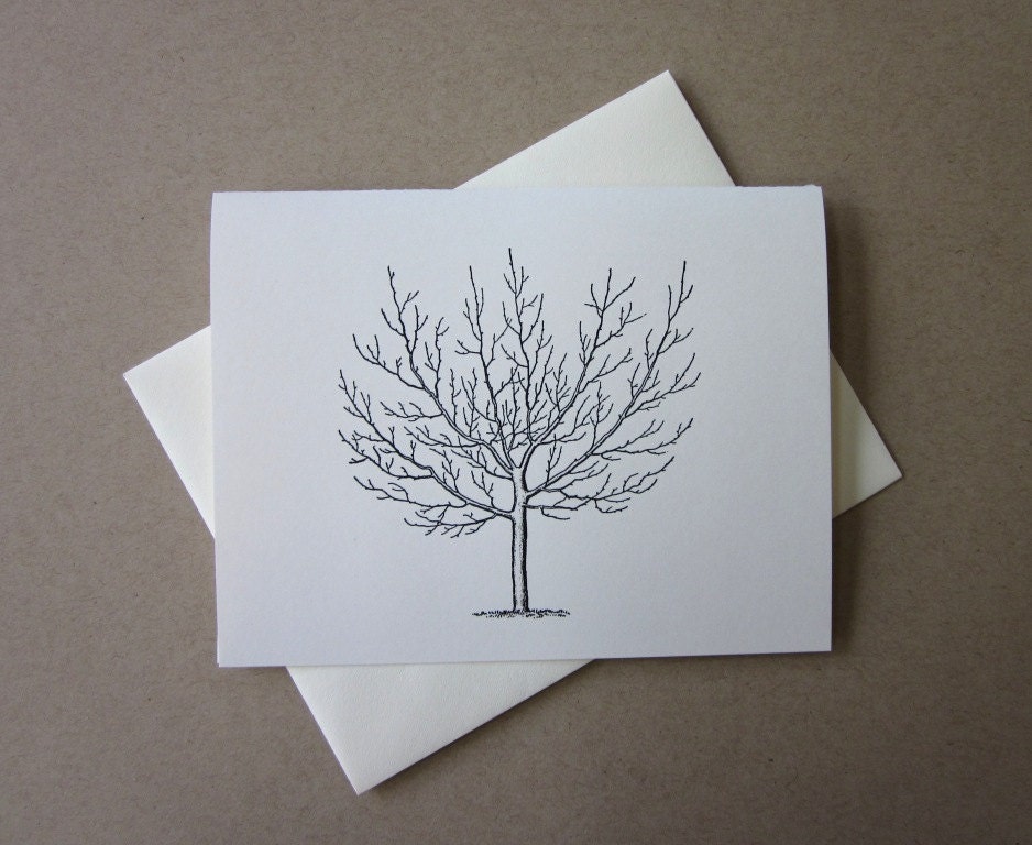 Winter Trees Note Cards Stationery Set of 10 Cards in White or - Etsy