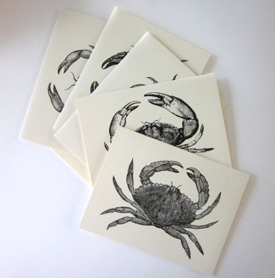 Crab Note Cards Set of 10 With Matching Envelopes - Etsy