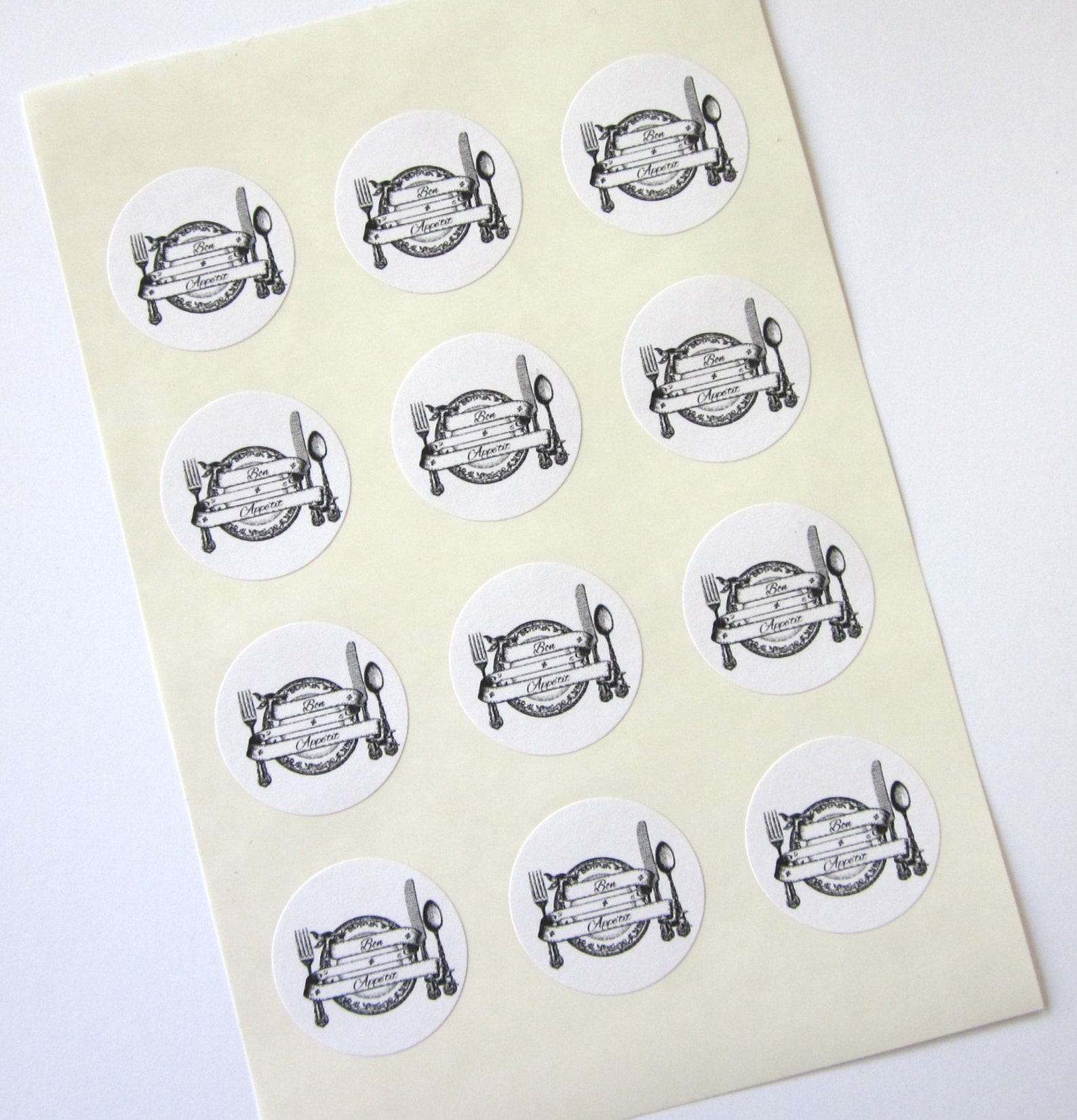 Bon Appetite Stickers One Inch Round Seals - Etsy