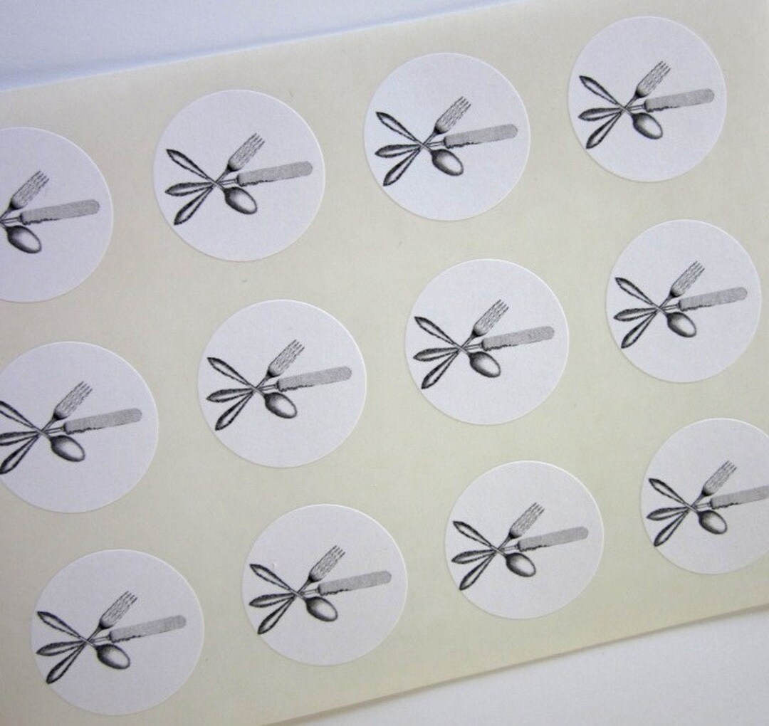 Flatware Knife Spoon Fork Stickers One Inch Round Seals - Etsy