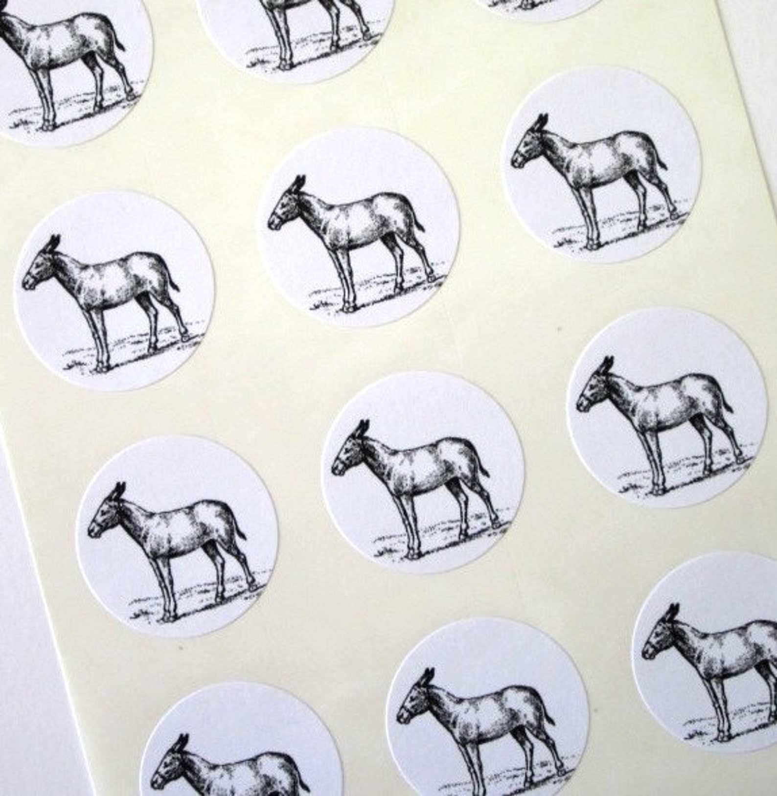 Donkey Burro Stickers One Inch Round Seals | Etsy