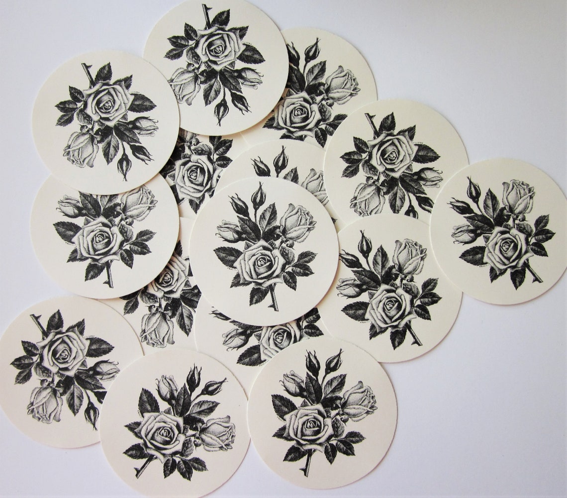 Tea Rose Flower Tags Round Gift Tags Set of 10 - Etsy
