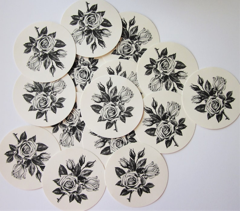 Tea Rose Flower Tags Round Gift Tags Set of 10 - Etsy