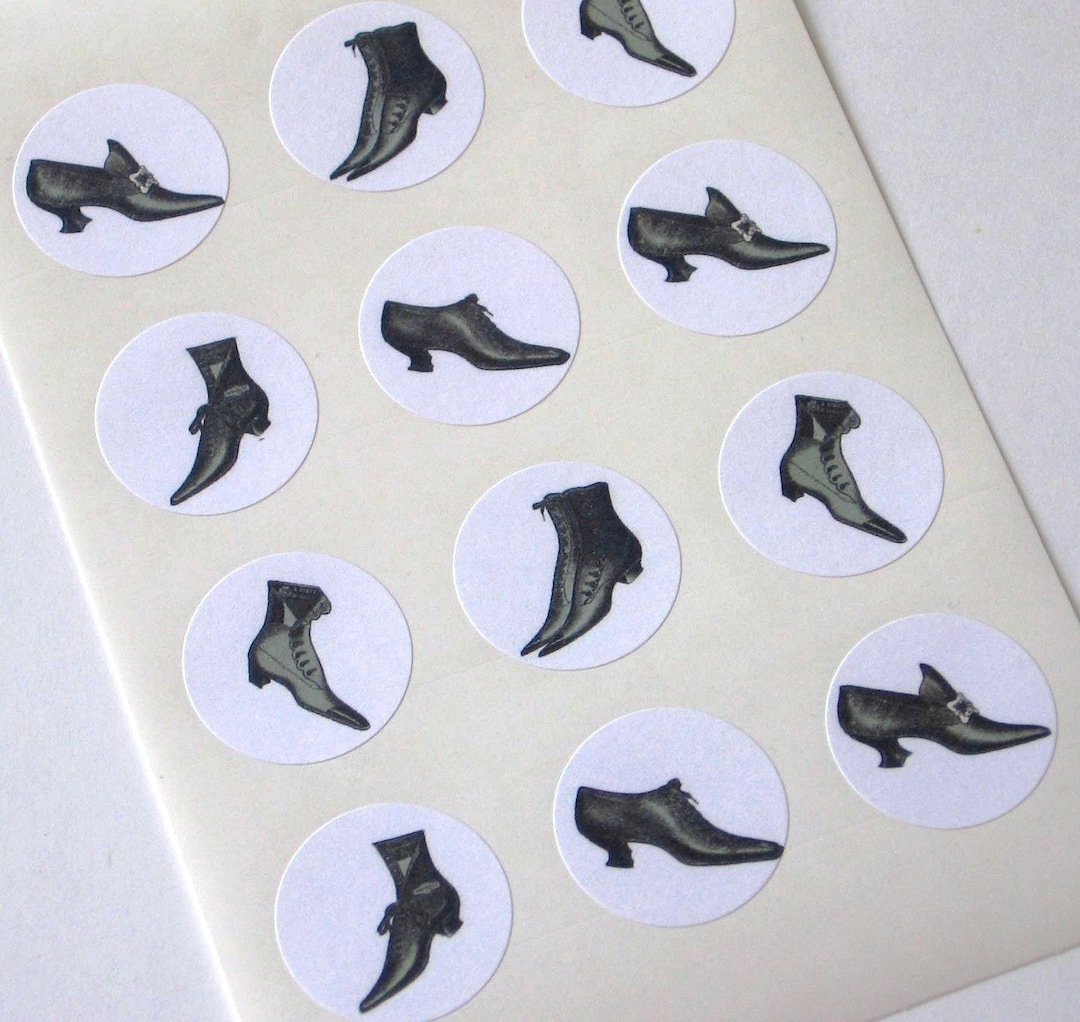 Vintage Shoe Stickers One Inch Round Seals - Etsy