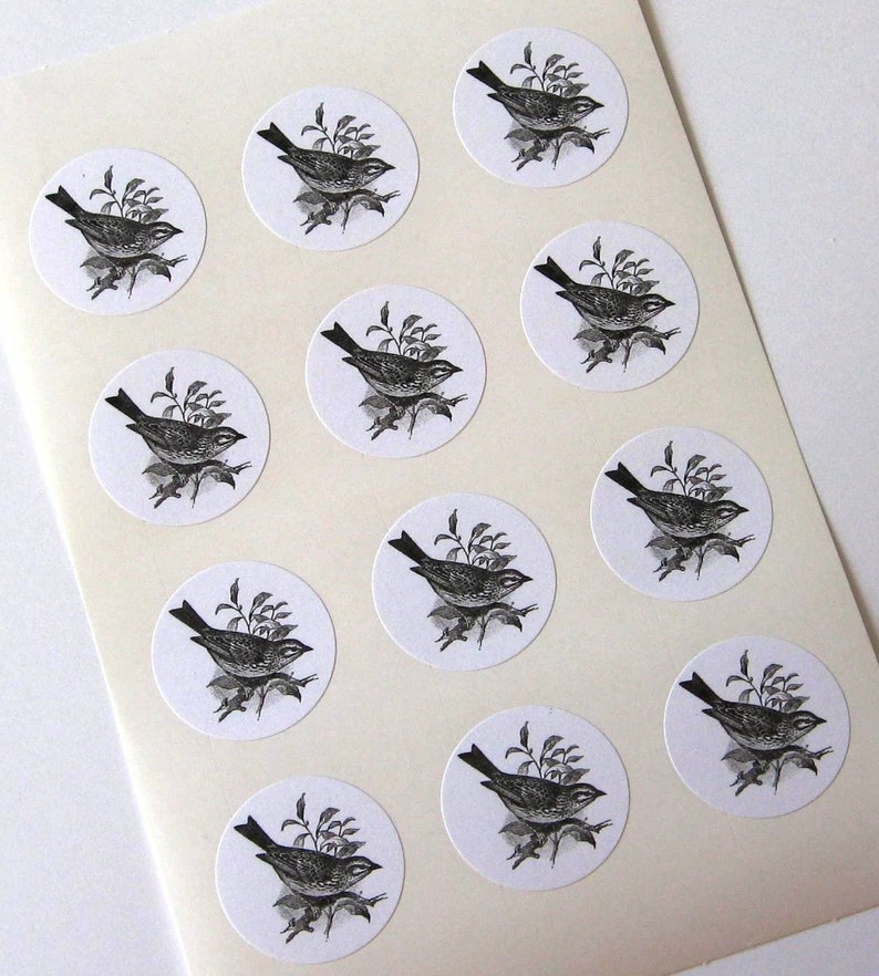 Sparrow Bird Stickers One Inch Round Seals | Etsy