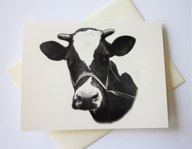 Cow Note Cards Stationery Set of 10 Cards in White or Light - Etsy