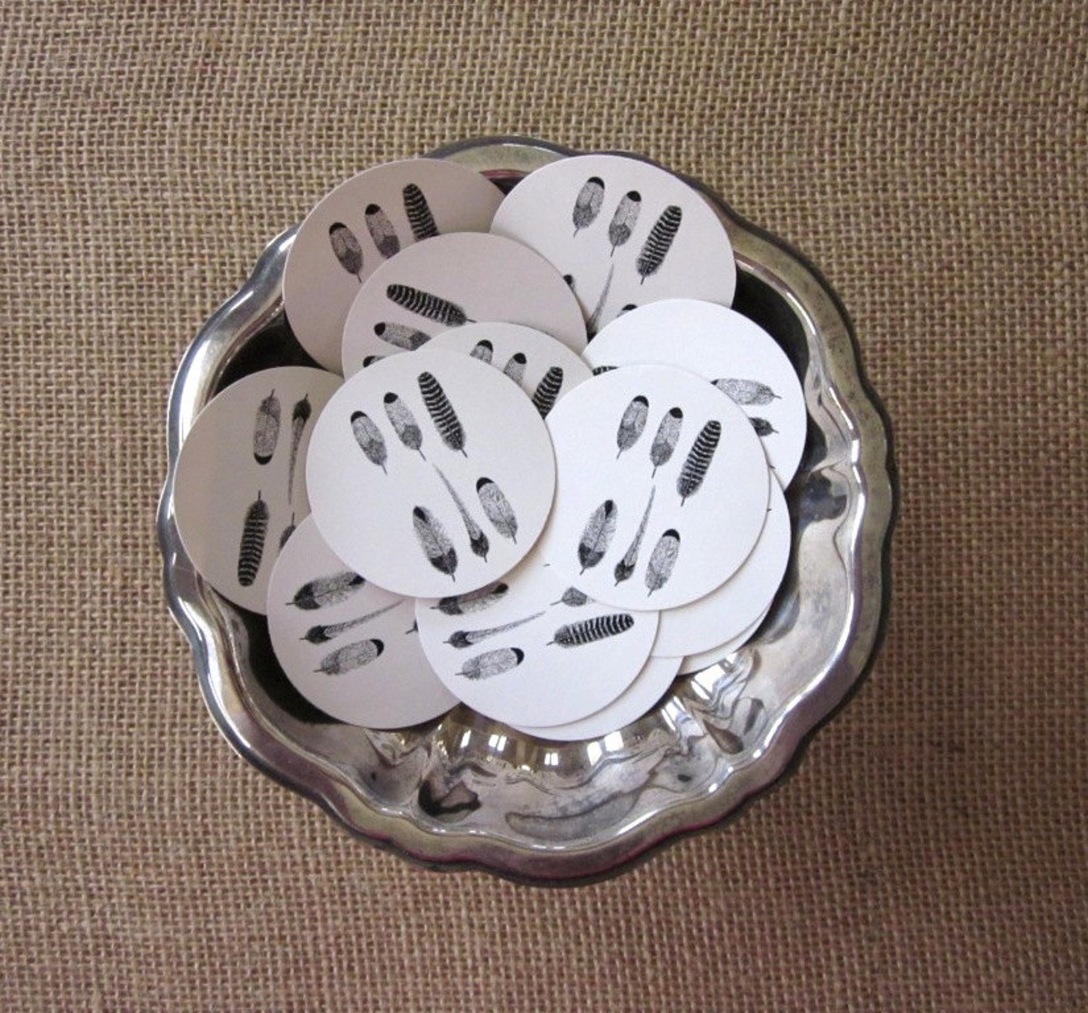 Feather Tags Round Paper Gift Tags Set of 10 - Etsy