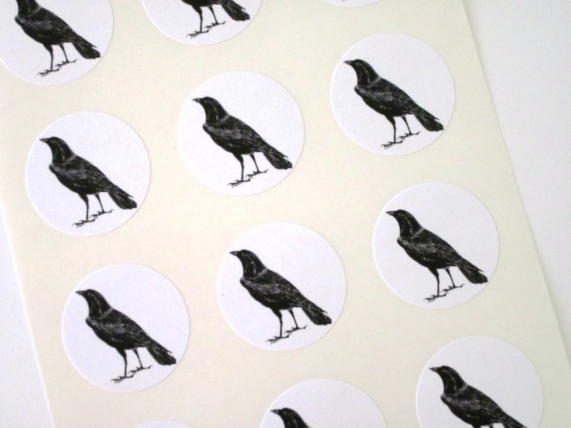 Black Raven Crow Note Card Set of 10 in White or Light Ivory - Etsy