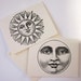 Sun Moon Face Note Card Set of 10 in White or Light Ivory With Matching ...