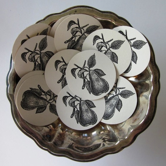 Pear Fruit Tags Round Gift Tags Set of 10 | Etsy