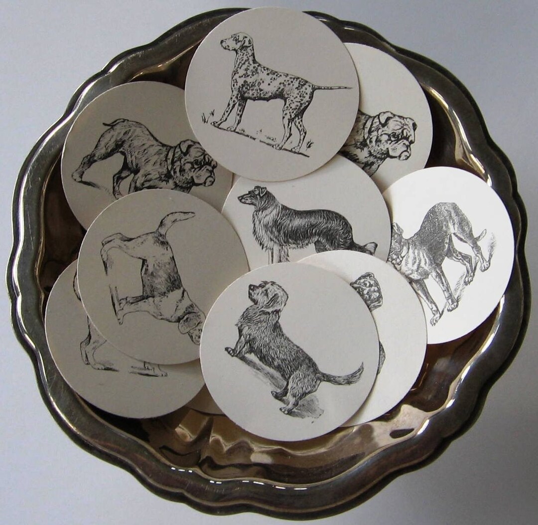 Dog Tags Round Gift Tags Set of 10 - Etsy