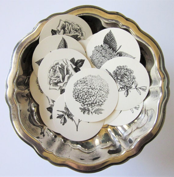 Flower Floral Tags Round Gift Tags Set of 10 | Etsy