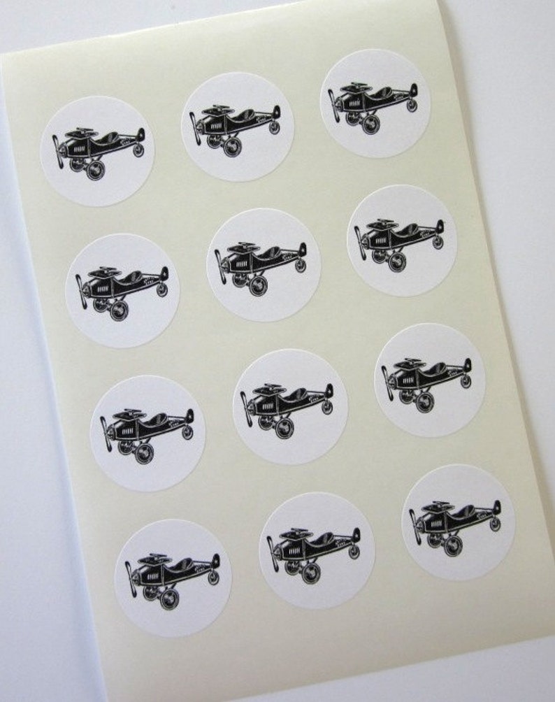 Vintage Toy Airplane Stickers One Inch Round Seals | Etsy