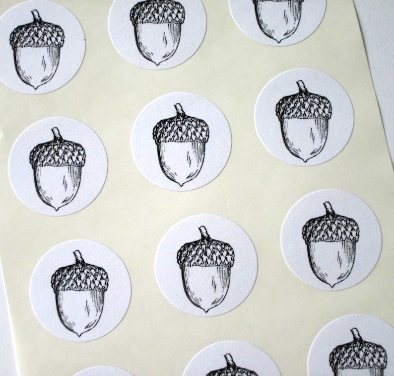 Acorn Stickers One Inch Round Seals - Etsy