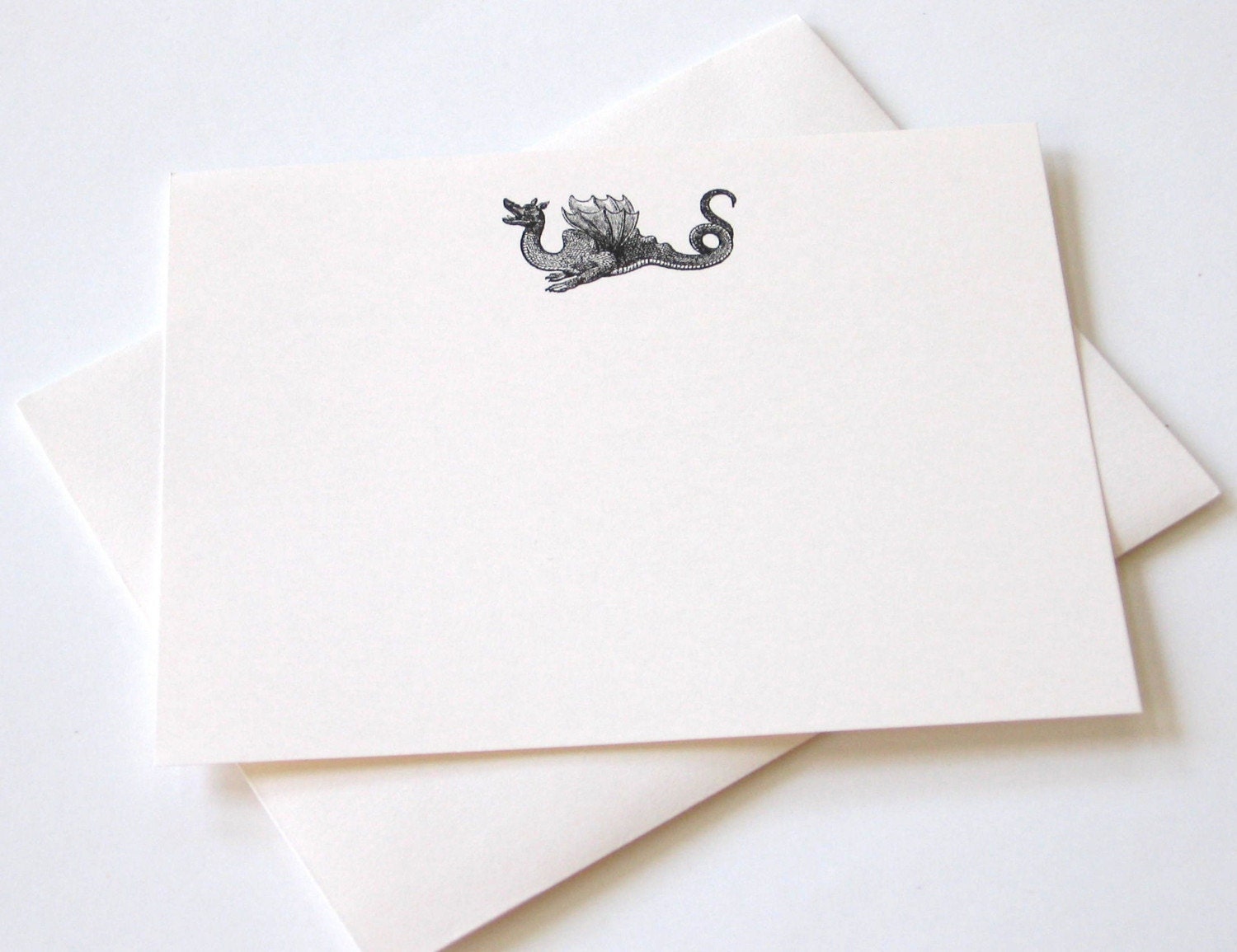 Dragon Note Cards Stationery Set of 10 Cards in White or Light | Etsy